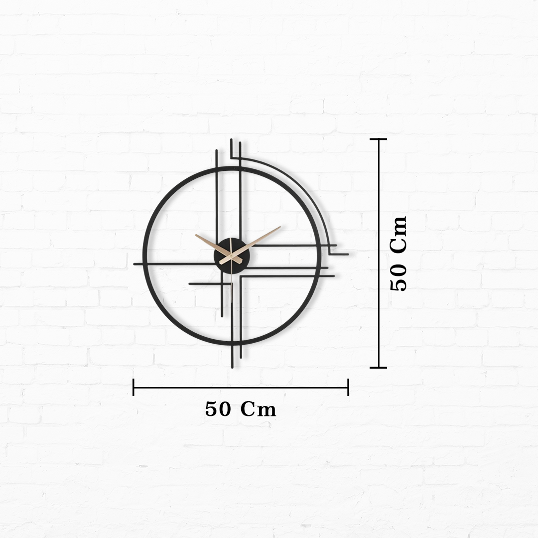 Line With Round Large Metal Wall Clock – auromin.in