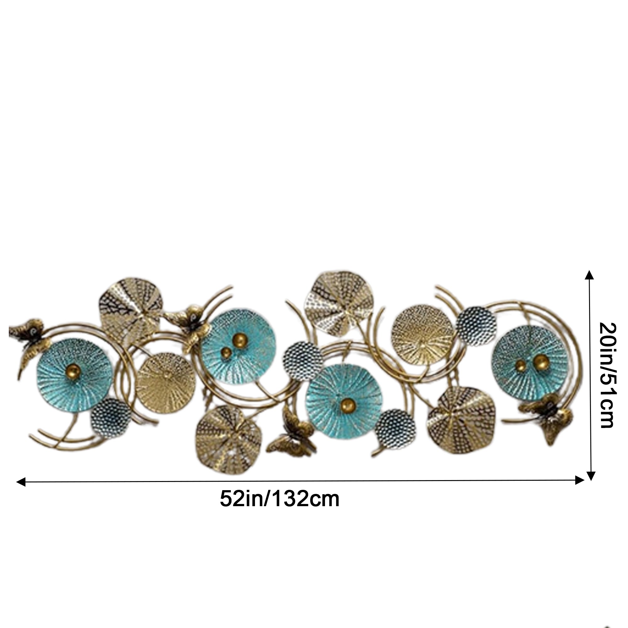 Round Shell Textured Golden & Blue Abstract Metal Wall Art – auromin.in